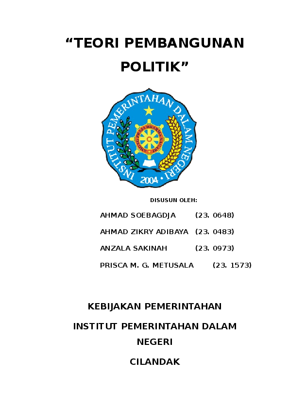 (DOC) paper teori pembangunan politik