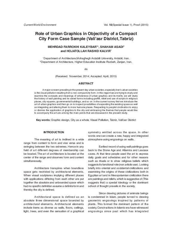 (PDF) Role of urban graphics in objectivity of a Compact City form Case Sample (Vali’asr ...