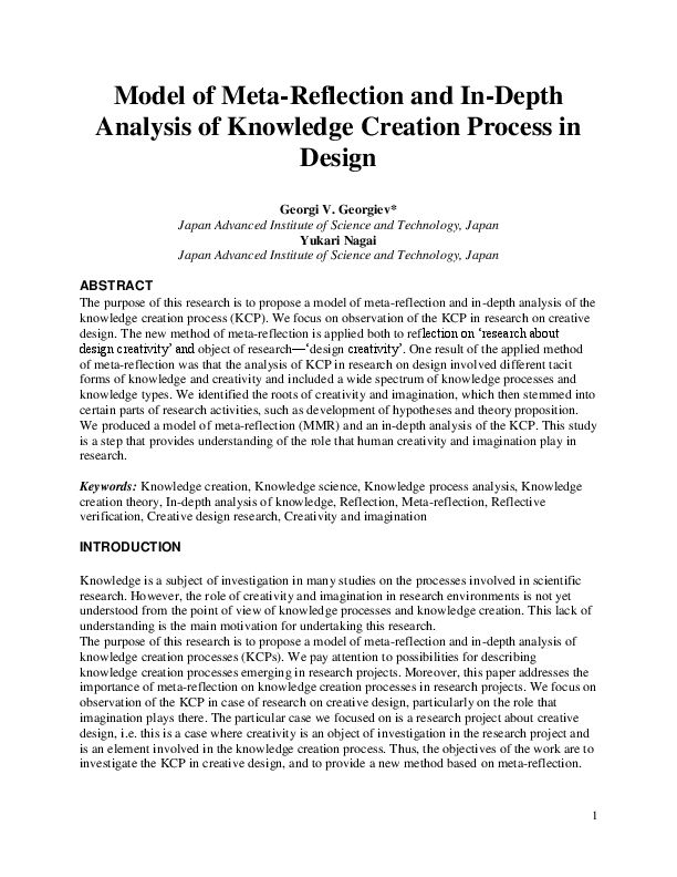 (PDF) Model of meta-reflection and in-depth analysis of knowledge ...