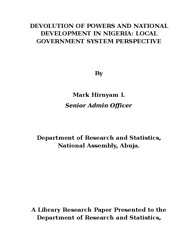 (DOC) THE LOCAL GOVERNMENT AND NATIONAL DEVELOPMENT: A CASE OF THE ...