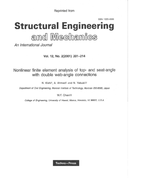 (PDF) Nonlinear finite element analysis of top- and seat-angle with ...