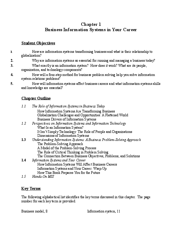 (DOC) Chapter 1 Business Information Systems in Your Career Student ...