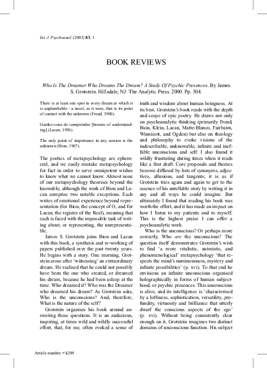 (PDF) Book Review: Who is the Dreamer Who Dreams the Dream? by James S ...