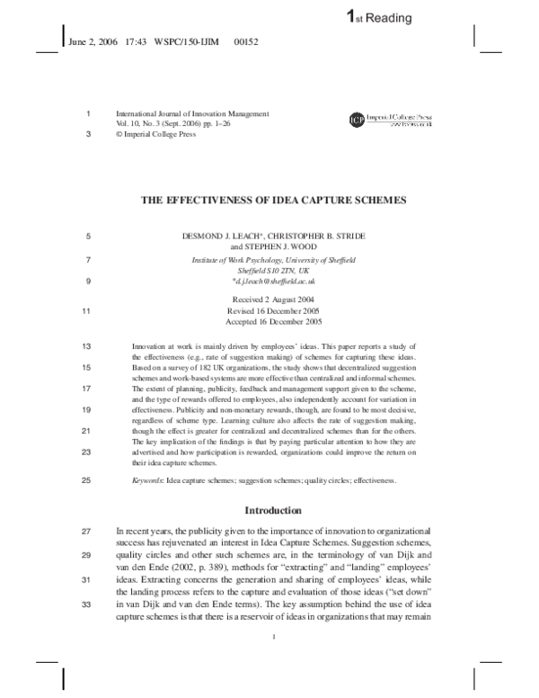 (PDF) THE EFFECTIVENESS OF IDEA CAPTURE SCHEMES