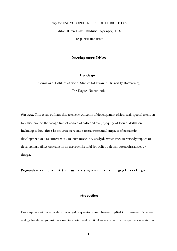 (PDF) Development Ethics