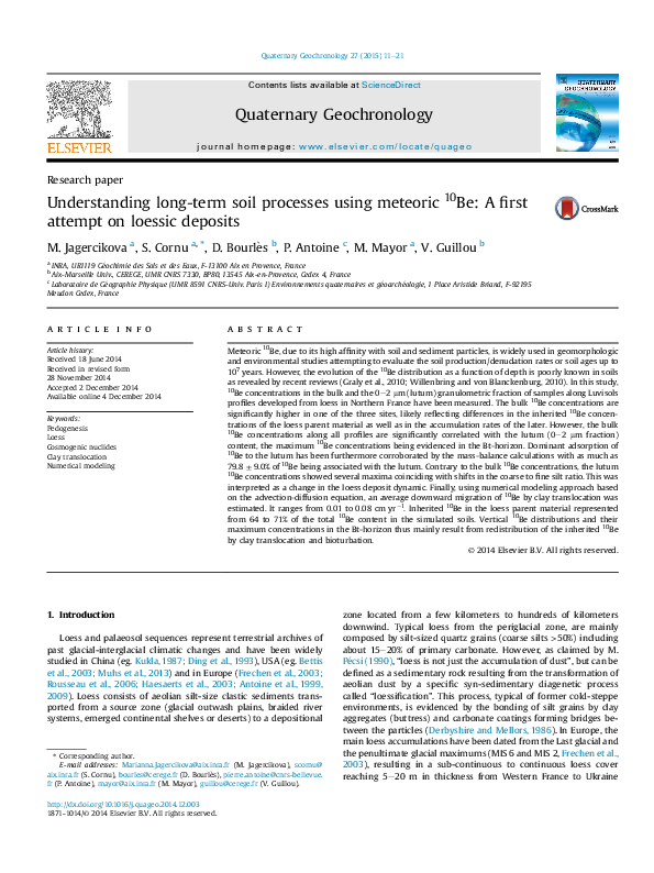 (PDF) Understanding long-term soil processes using meteoric 10Be: A ...