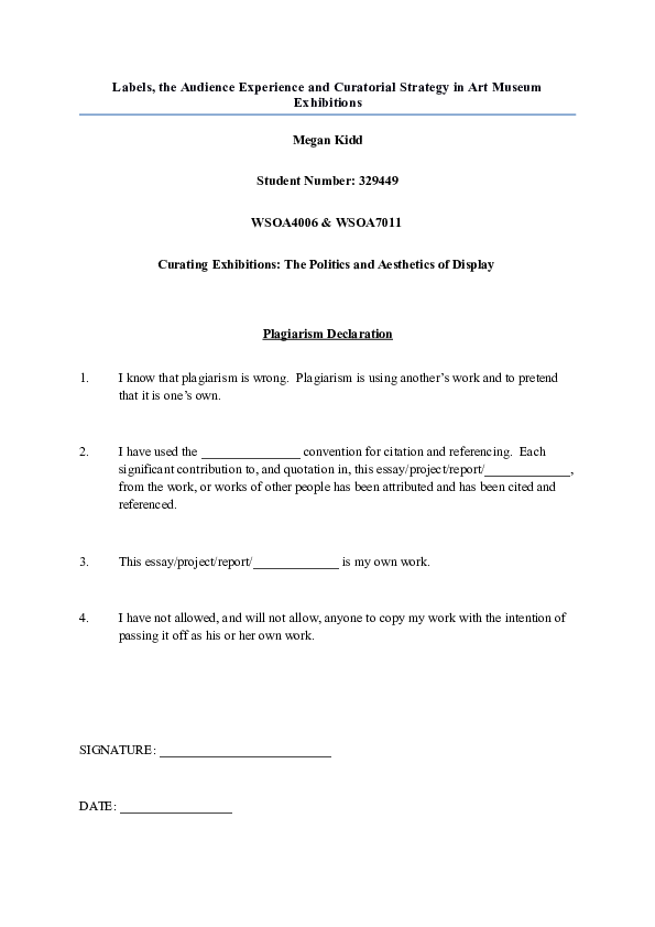 (DOC) Labels, the Audience Experience and Curatorial Strategy in Art ...