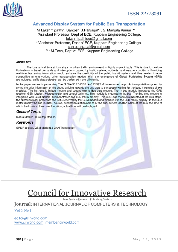 (PDF) Advanced Display System for Public Bus Transportation