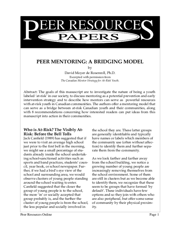 (PDF) Peer Mentoring: A Bridging Model