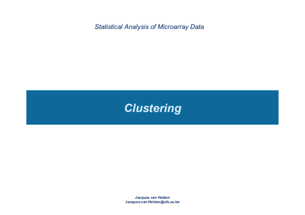 Pdf Statistical Analysis Of Microarray Data Clustering