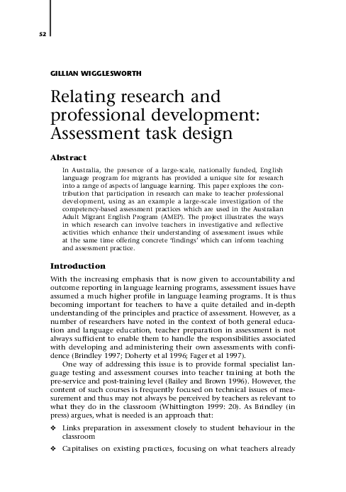 (PDF) Relating research and professional development: Assessment task ...
