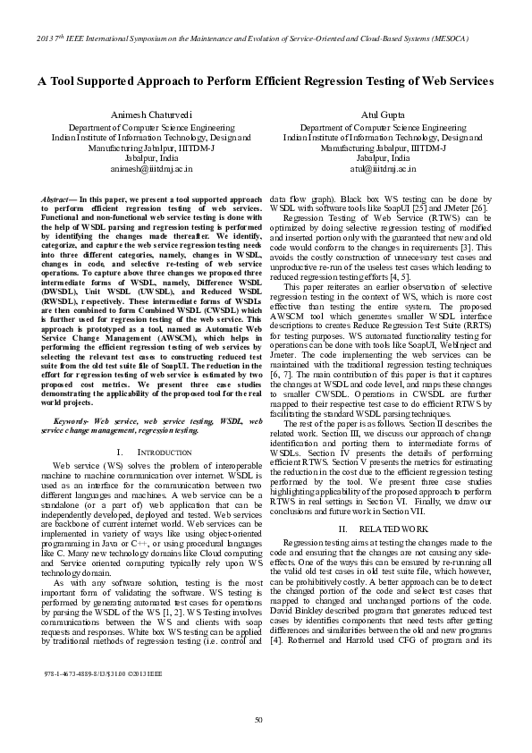 Pdf A Tool Supported Approach To Perform Efficient Regression Testing