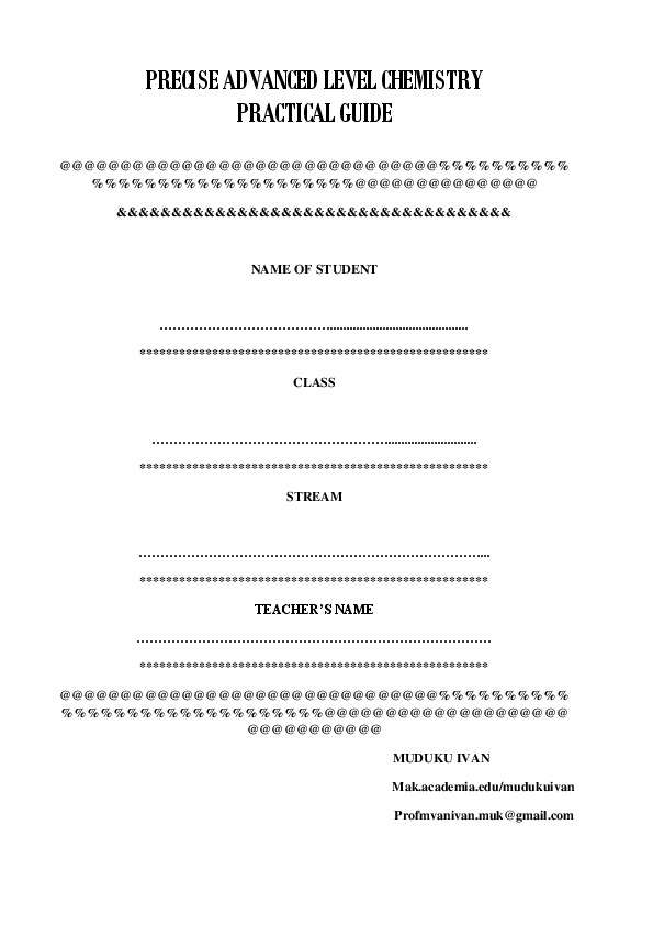 (PDF) advanced chemistry practical guide