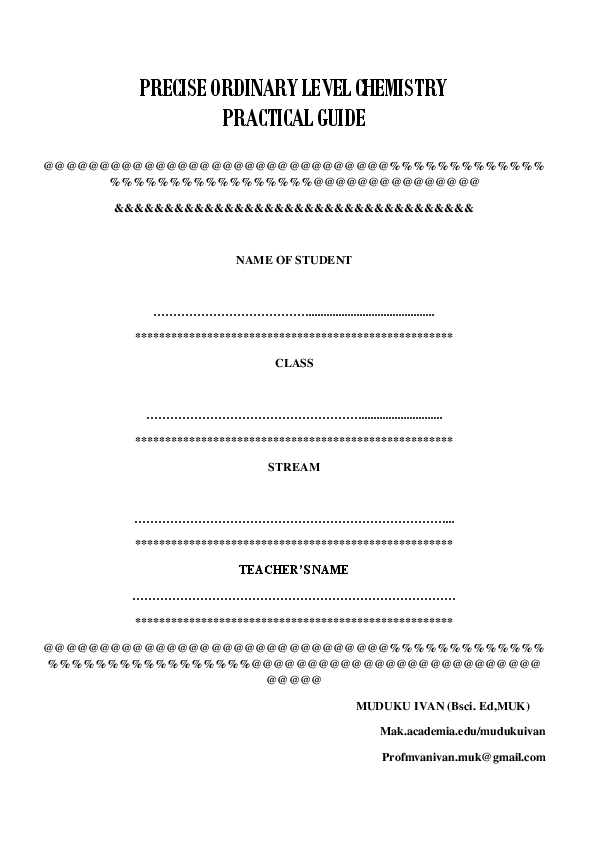 (PDF) ordinary level chemistry practical guide