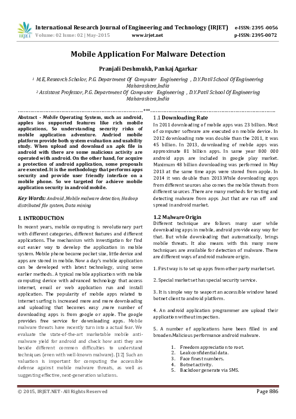 (PDF) IRJET-Mobile Application For Malware Detection