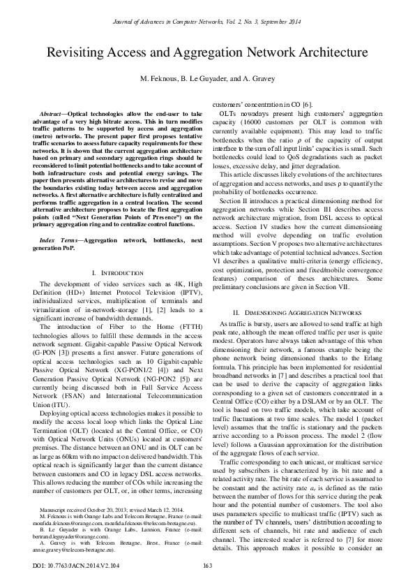 (PDF) Revisiting Access and Aggregation Network Architectures
