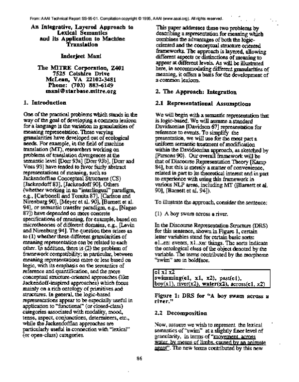 Pdf An Integrative Layered Approach To Lexical Semantics And Its Application To Machine