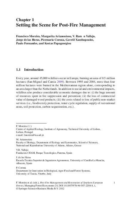 (PDF) Setting the Scene for Post-Fire Management