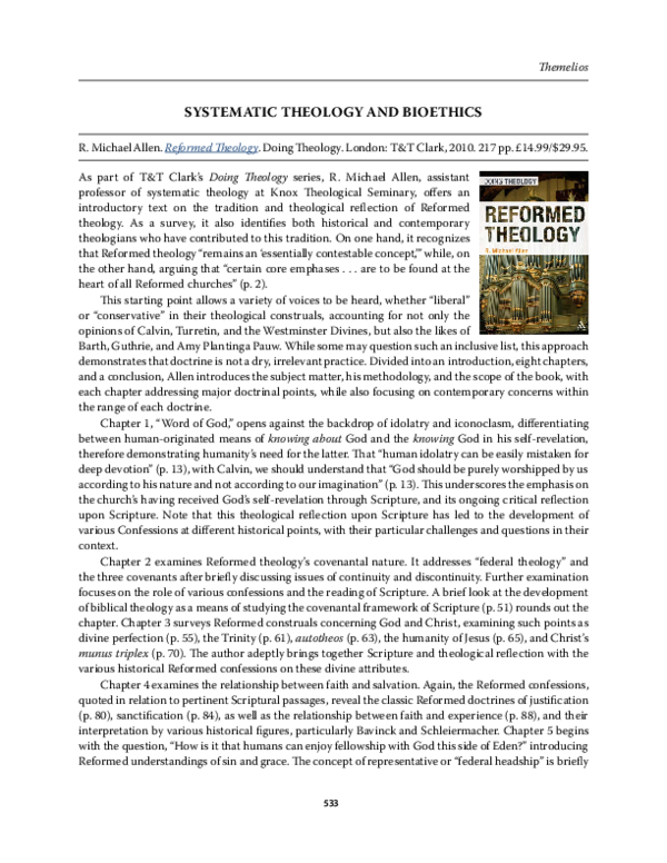 (PDF) Review: Reformed Theology by R. Michael Allen
