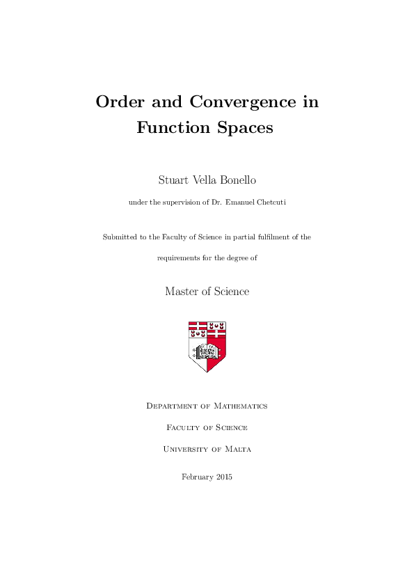 Order and Convergence in Function Spaces (M.Sc. Thesis)