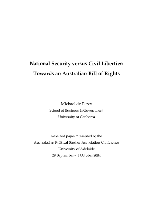 (PDF) National Security versus Civil Liberties: Towards an Australian ...