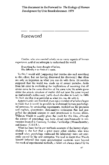 (PDF) The Ecology of Human Development - Forward
