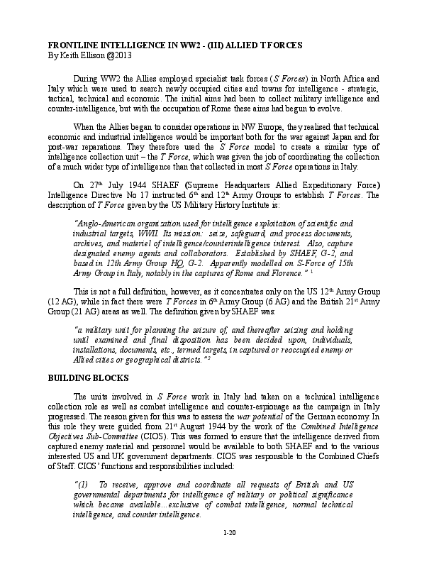 (DOC) Frontline Intelligence in WW2 - (III) Allied T Forces