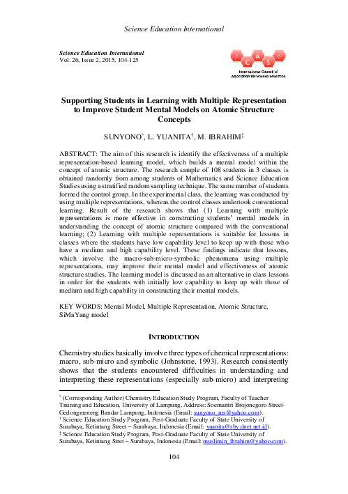 (PDF) Supporting Students in Learning with Multiple Representation to Improve Student Mental ...