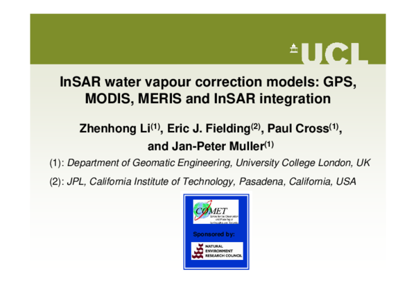 (PDF) InSAR water vapour correction models: GPS, MODIS, MERIS and InSAR ...
