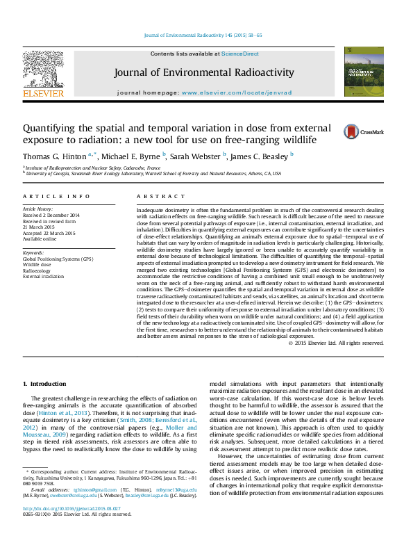 (PDF) Quantifying the spatial and temporal variation in dose from external exposure to radiation ...