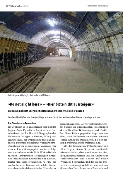 (PDF) »Do not alight here!« – »Hier bitte nicht aussteigen!« Ein ...