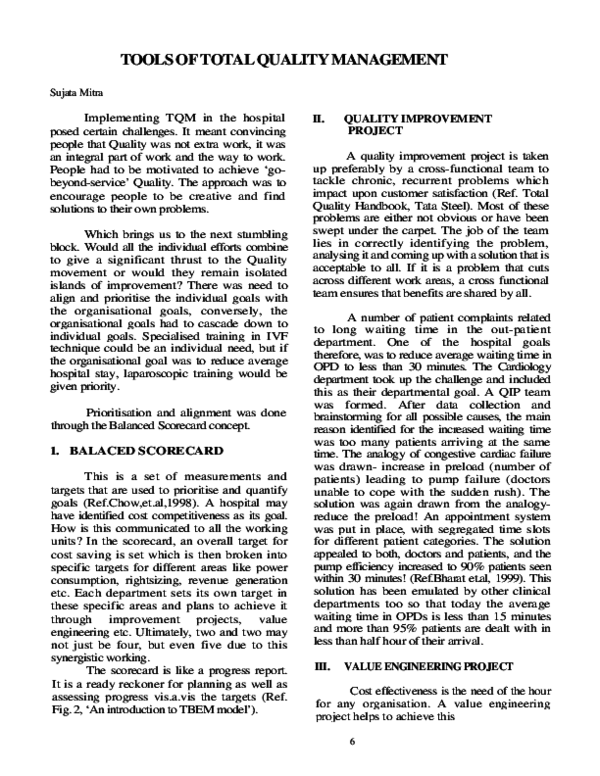 (PDF) TOOLS OF TOTAL QUALITY MANAGEMENT