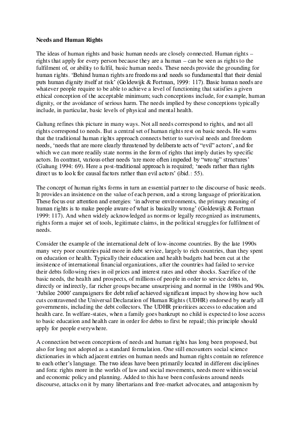 (PDF) Needs and Human Rights