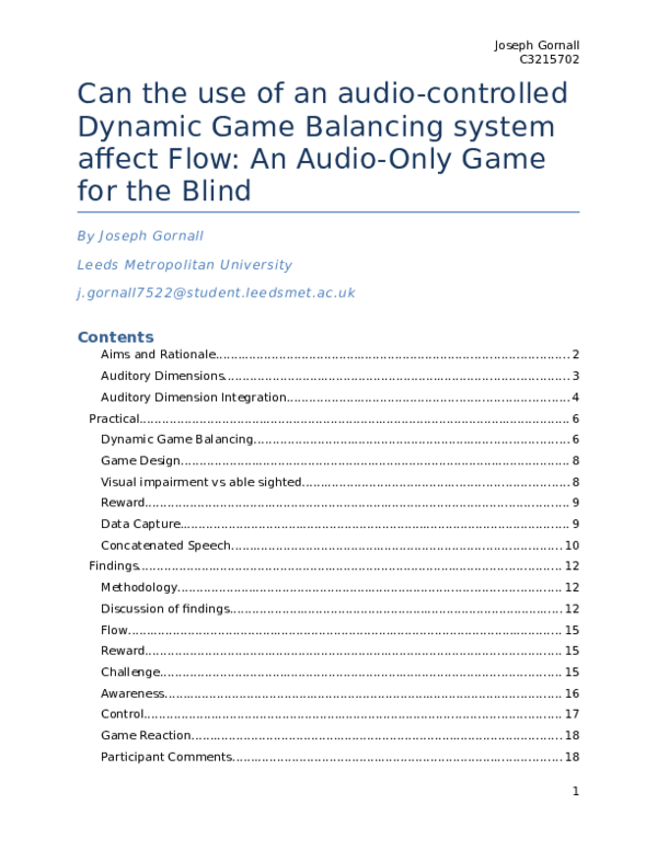(DOC) Can the use of an audio-controlled Dynamic Game Balancing system affect Flow: An Audio ...
