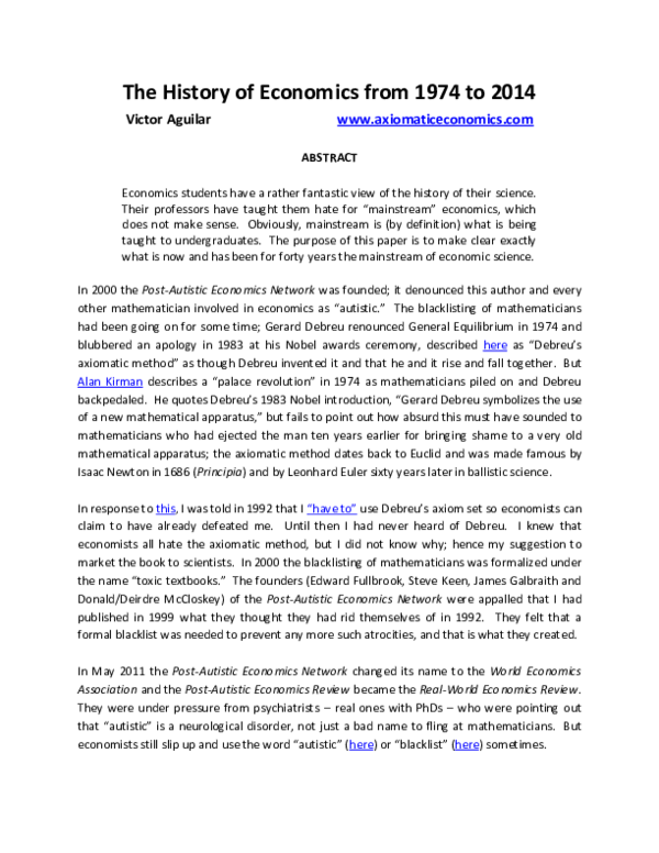 (PDF) The History of Economics from 1974 to 2014