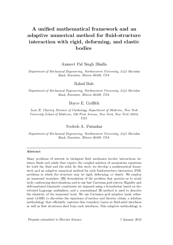 (PDF) A unified mathematical framework and an adaptive numerical method for fluid–structure ...