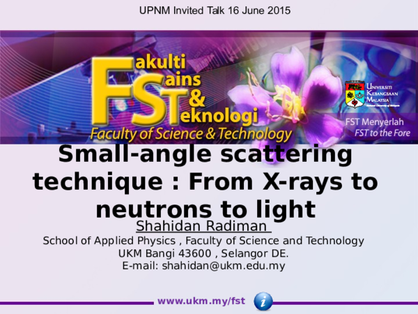 (PPT) Small-angle scattering techniques: From Xrays to neutrons to light
