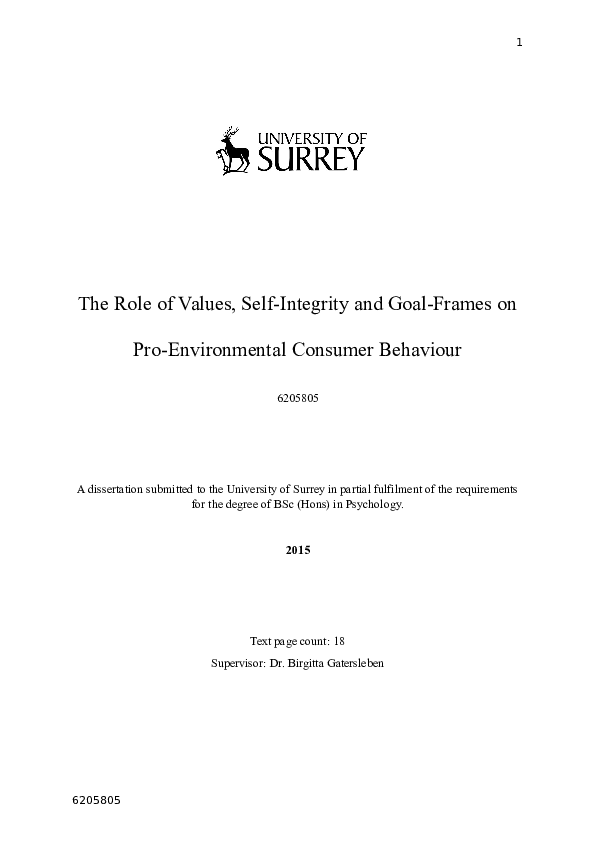 (DOC) The Role of Values, Self-Integrity and Goal-Frames on Pro ...