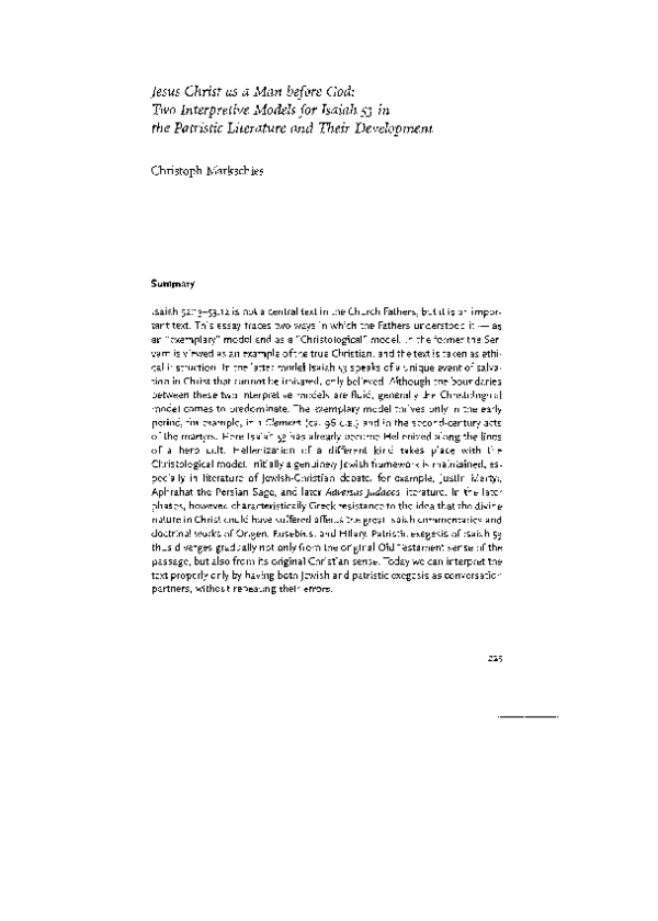 (PDF) Jesus Christ as a Man before God: Two Interpretative Models for ...
