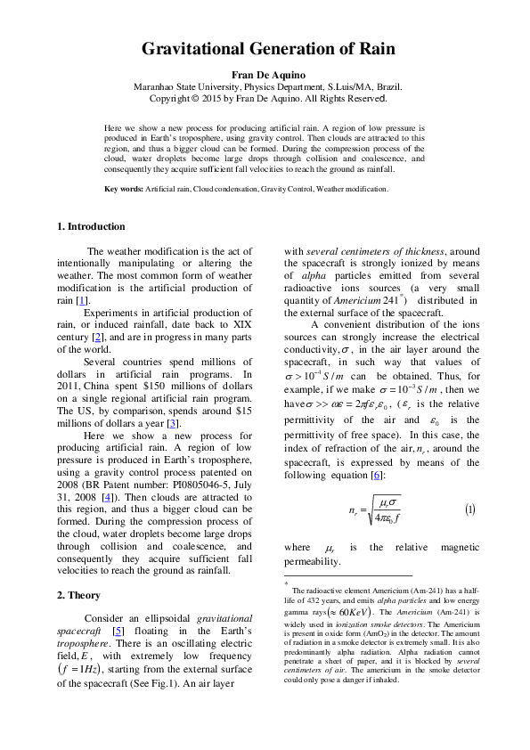(PDF) Gravitational Generation of Rain