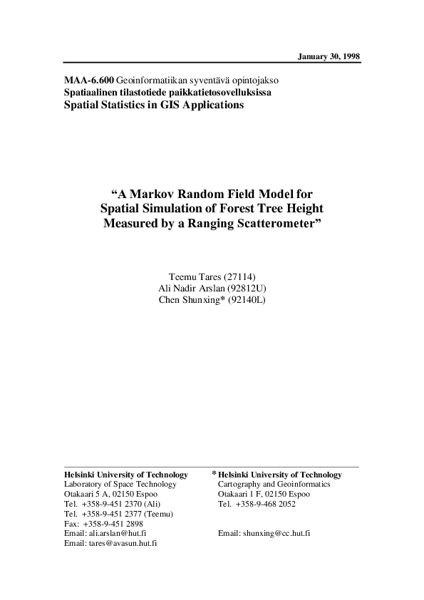 (PDF) A Markov Random Field Model for Spatial Simulation of Forest Tree Height Measured by a ...