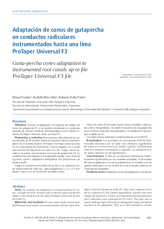 (PDF) Adaptación de conos de gutapercha ProTaper F3 a las paredes ...