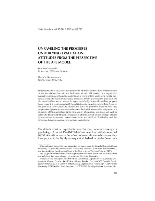 (PDF) Unraveling the Processes Underlying Evaluation: Attitudes from ...