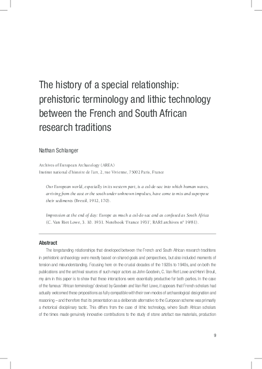 (PDF) The history of a special relationship: prehistoric terminology ...