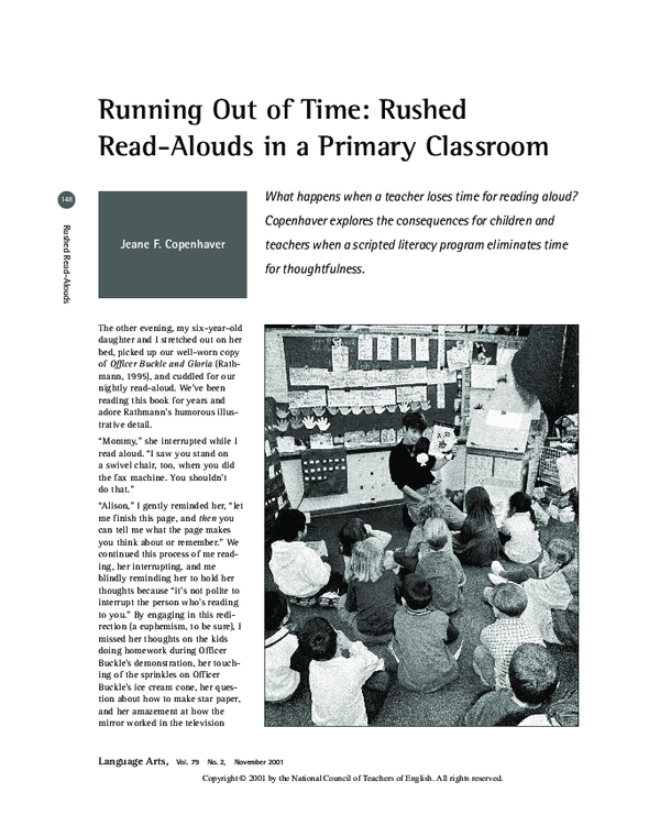 (PDF) Running Out of Time: Rushed Read-Alouds in a Primary Classroom