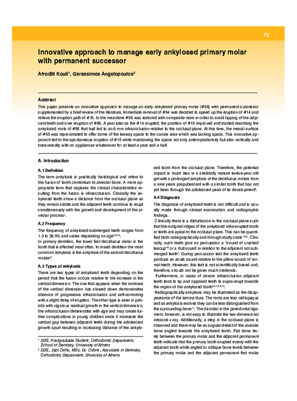 (PDF) Innovative approach to manage early ankylosed primary molar with ...