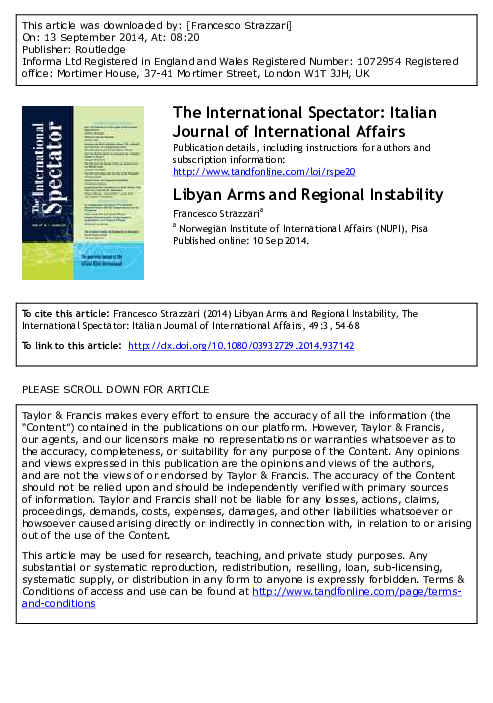 (PDF) Libyan Arms and Regional Instability
