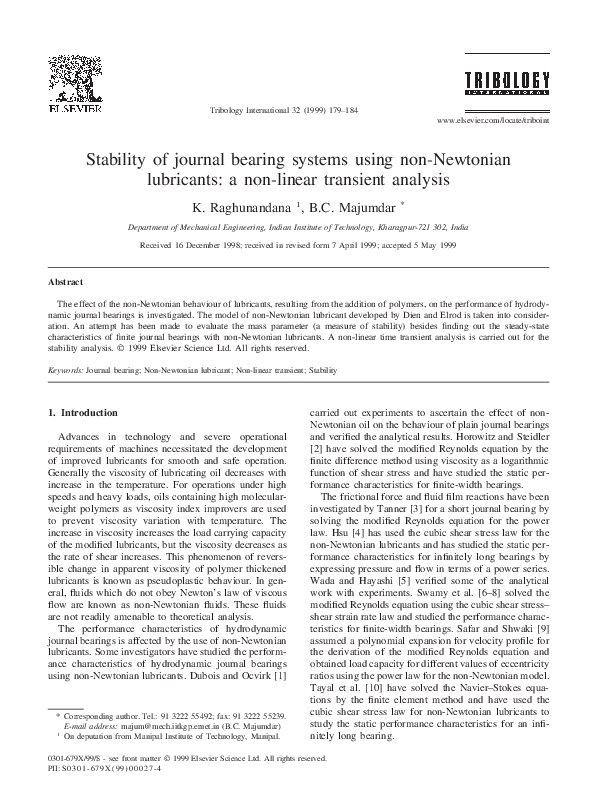 (PDF) Stability of journal bearing systems using non-Newtonian ...