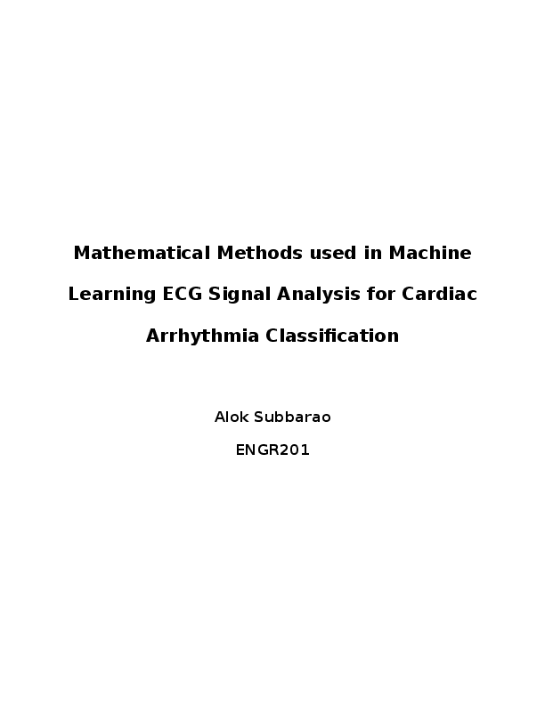 Doc Methods Used In Machine Learning Ecg Signal Analysis For