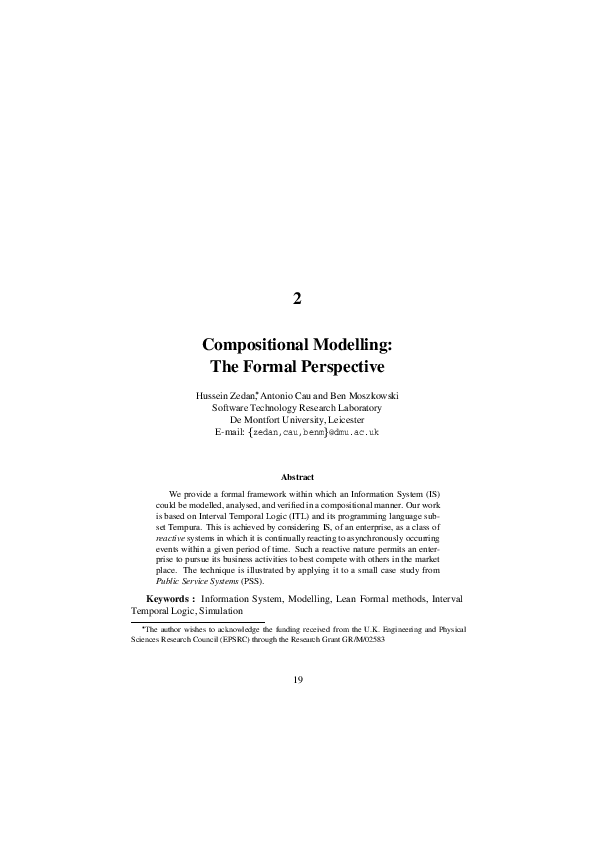 (PDF) Compositional modelling: the formal perspective